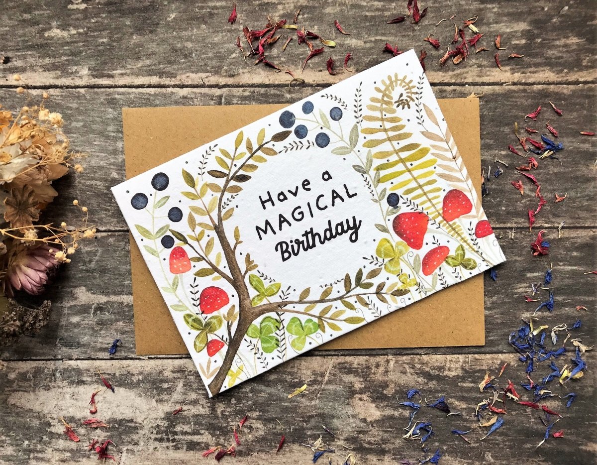 Plantable Seed Paper Birthday Card: Woodland Flower Design – Erika's ...